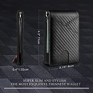 FlySoukey Slim Wallet for Men - RFID Blocking Bifold Leather Wallet with Money Clip, ID Window, and Front Pocket - Minimalist Mens Wallet for Credit Cards - Great Gift for Men