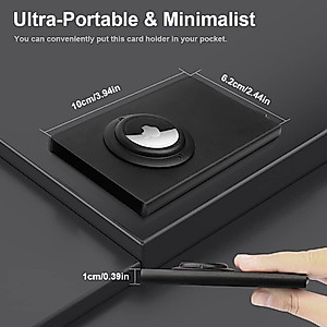 AirTag Card Holder Wallet with AirTag Holder, Pop Up Wallet RFID Blocking Slim Metal Bank Credit Card Case Holds 5 Cards (Black)