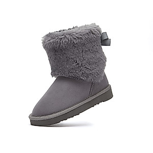 Weestep Girls Toddler Little Kid Warm Fur Winter Ankle Flat Snow Boot(6 Toddler, Fur Grey)