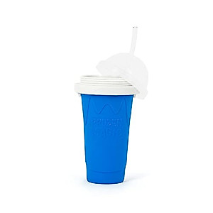 Slushy Maker Cup Slushie Cup Maker Milk Cola Juice Squeeze Cup Frozen Magic Quick Freeze Cup Cooling Cup Smoothies Cup with Lids and Straws for All Age (Blue)