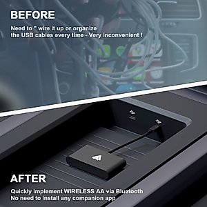 WQQBFF Wireless Android Auto Car Adapter，Android Phones Converts Wired Android Auto to Wireless - Direct Plug-in Type-c Adapter， Android Auto Wireless Adapter AI Box for Car with OEM（Black）
