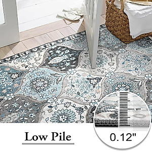 Lahome Moroccan 6x9 Area Rugs for Living Room,Ultra-thin Carpet for Bedroom Soft Blue Rug, Oriental Machine Washable Rug Distressed Non Shedding Throw Rug for Dining Room Office (6x9ft,Blue)