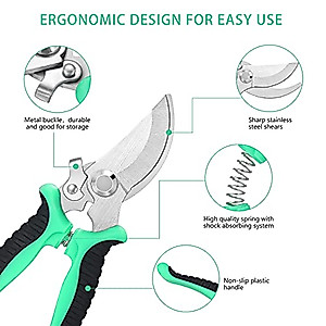 5 pack Garden Pruning Shears Stainless Steel Blades, Handheld Scissors Set with Gardening Gloves,Heavy Duty Garden Bypass Pruning Shears,Tree Trimmers Secateurs, Hand Pruner (Multi-color)