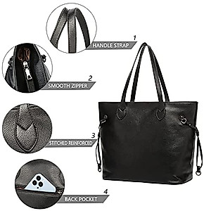 MBDFUT Handbags for Women Soft Leather Purse Large Capacity Satchel Fashion Tote Shoulder Bag Solid Ladies Bags