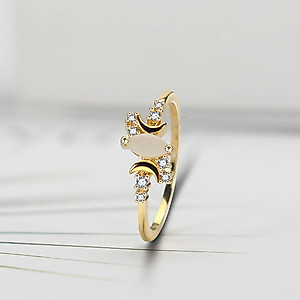 YAZILIND Statement Wedding Ring Gold Plated Half Moon Cubic Zirconia Engagement Jewelry Gift Size 9