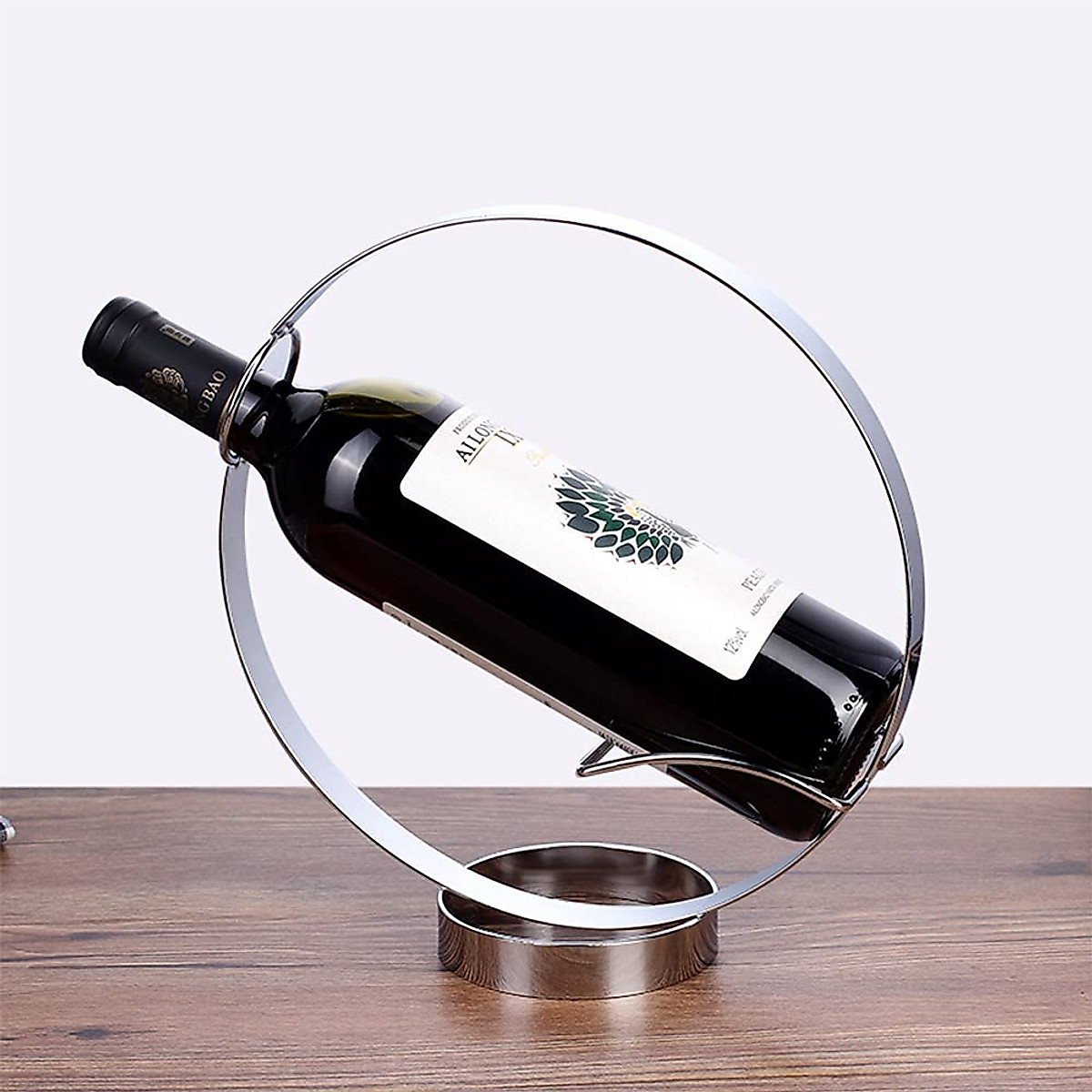 CINGHI LUSSO Bottle Holder Modern Simple Golden Circle Metal Wine Rack Art Ornaments Wine Holder Storage with No Assembly Required
