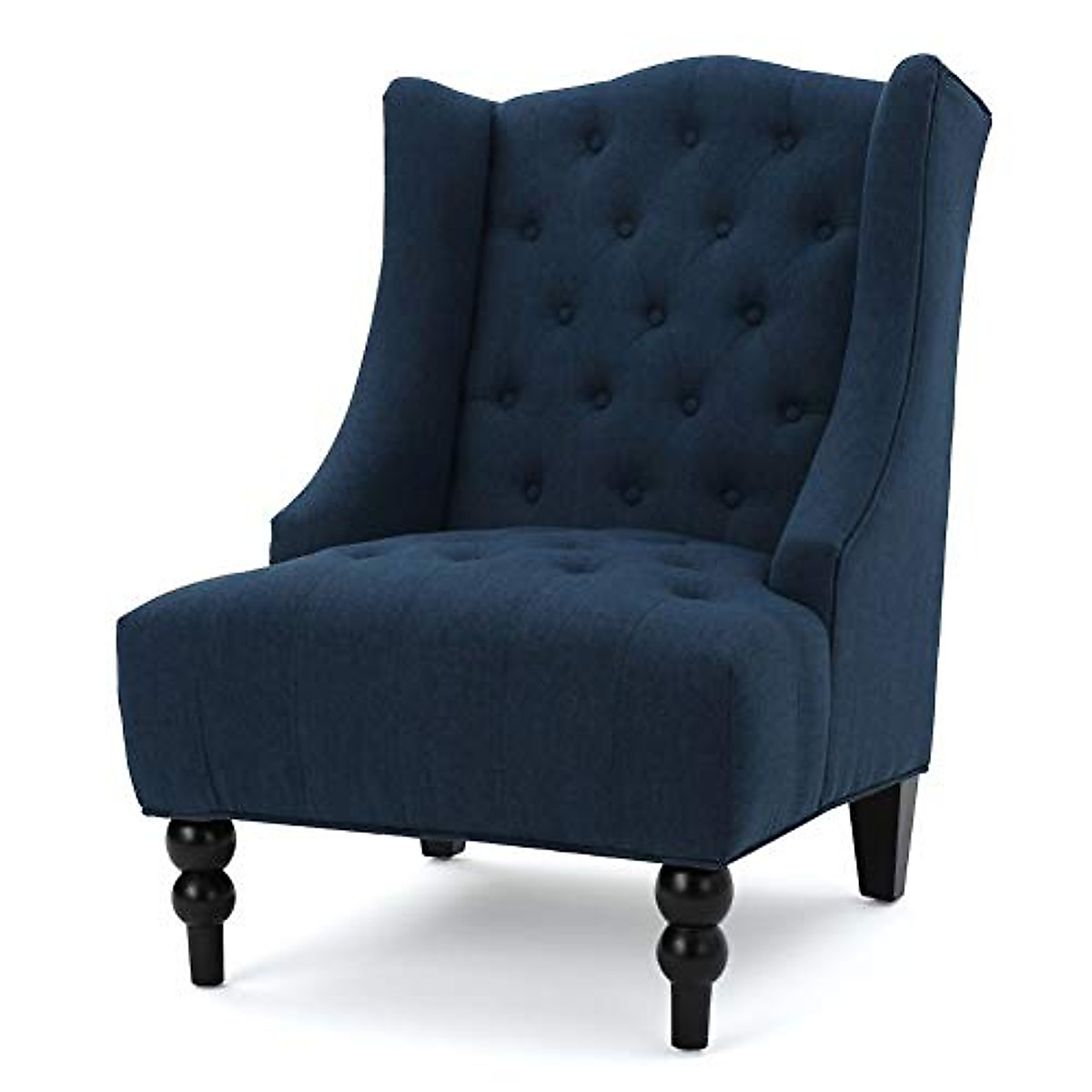 Christopher Knight Home Toddman High-Back Fabric Club Chair, Dark Blue & Zahra Ottoman, Dark Blue
