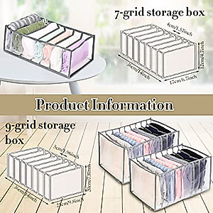 Roowest 12 Pcs Wardrobe Clothes Organizer Closet Organizers Foldable Drawer Dividers for Clothes Drawer Organizer Clothes Jeans Organizer for Closet Storage for T-Shirts, Jeans, Pants (7/9 Grids)