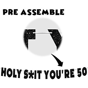 Holy S**t You’re 50! Banner Glitter Black Hallo Fiftieth Cheers to 50 Years Old Theme Backdrop Decor for Man Woman Happy 50th Birthday Party Decorations Photo Studio Prop Flag Favors Supplies