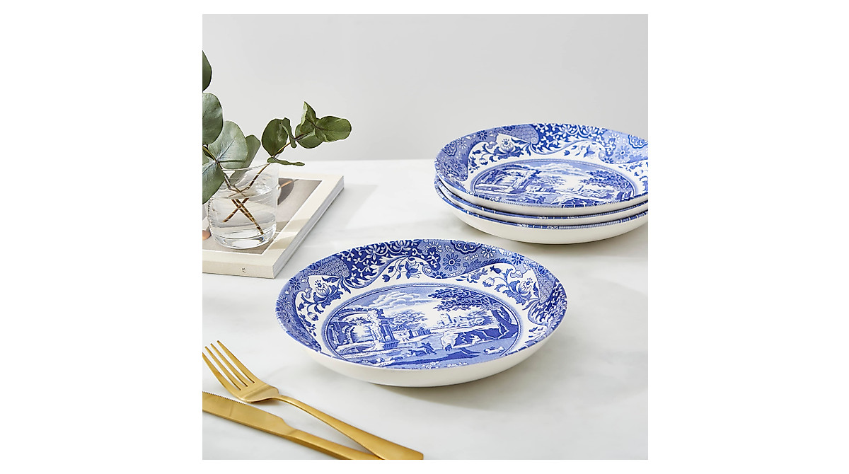 Spode Blue Italian Pasta Bowls Set of 4 - 9-Inch