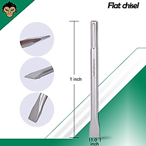 Monkey King Bar -Sds Max Bits 12INCH -Sds Max Chisel Bit- 3pcs Rotary Hammer Drill Chisel Bits Set for Drilling -Point Chisel, Scaling Chisel, Flat Chisels