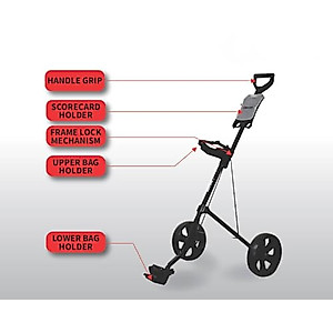 Jef World Of Golf Deluxe Steel Golf Cart, Black