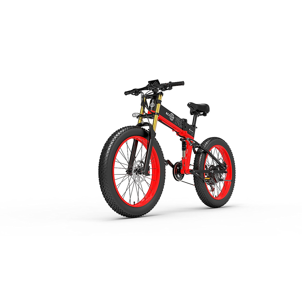 Bezior X Plus Electric Bike for Adults, Foldable 26" x4.0 Fat Tire Electric Bicycle, 1500w Motor 48V 17.5Ah Removable Lithium Battery, Up to 25MPH, 27-Speed Gear and Dual Shock Absorber Ebikes