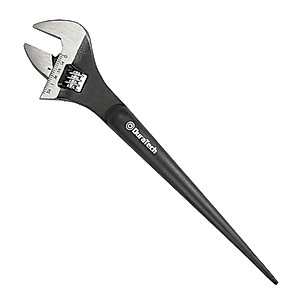 DURATECH 10-Inch Adjustable Construction Spud Wrench, Black Oxide Finish, CR-V Steel, SAE and Metric Scale Marked, Alignment Holes and Tail Crowbar Features