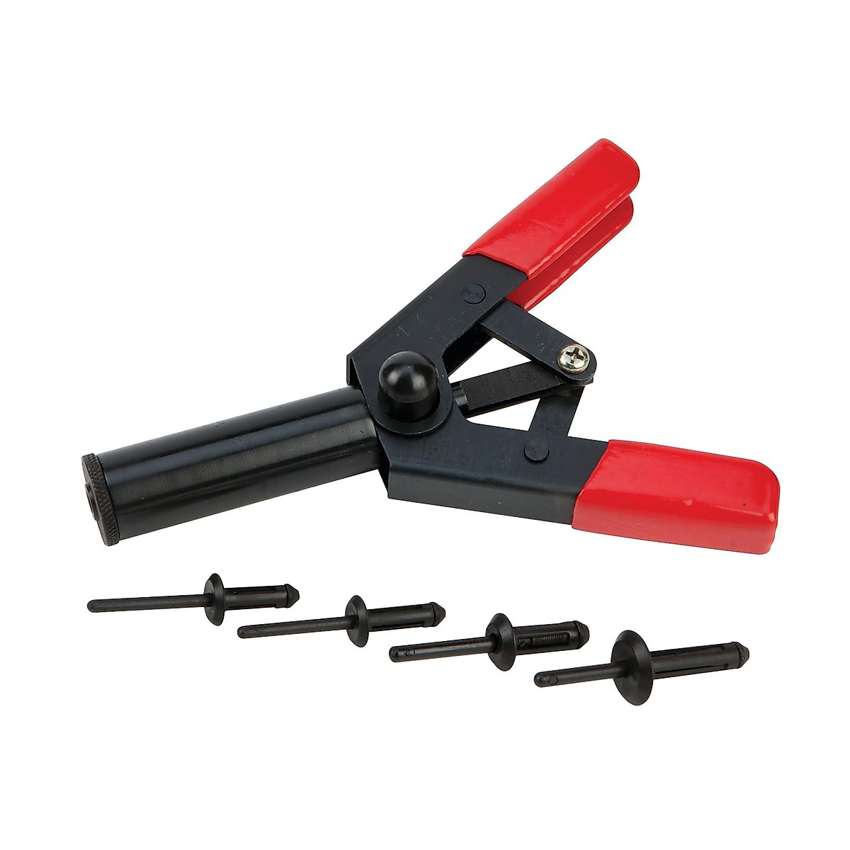 Performance Tool W2005 One-Handed Poly Rivet Gun Kit with Long Stem Riveter, Black and Red (41pc)