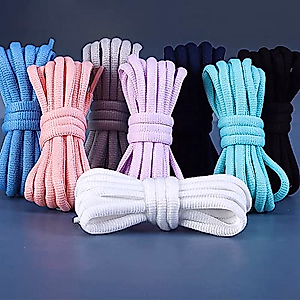 GLymg 4Pair Oval Shoes laces 24 Colors Half Round 1/4" Athletic ShoeLaces for Sport/Running Shoes Shoe String (White/black, 47 in)