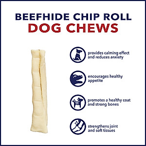 Pet Factory 100% Made in USA Beefhide 5" Chip Rolls Dog Chew Treats - Natural Flavor, 18 Count/1 Pack