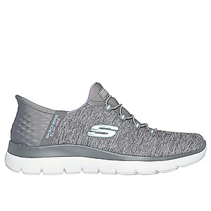Skechers Women's Hands Free Slip Ins Summits Dazzling Haze Sneaker, Grey Mint, 8