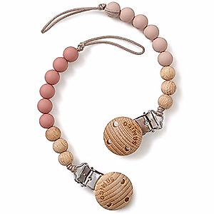 SAMiGO Pacifier Clips for Baby Girls Pacifier Holders Silicone Paci Binky Clips - 2 Pack