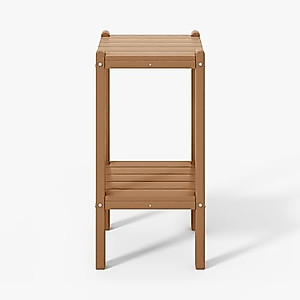 WestinTrends Malibu 36" Outdoor Adirondack HDPE 2-Tier Patio Side Table, Teak