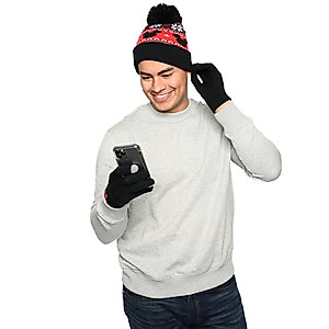 Disney Mickey Mouse Adult Knit Beanie Hat and Texting Glove Set (Black)