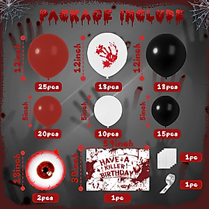 Halloween Balloon Arch Kit Scary Halloween Birthday Party Decorations-Red Black White Bloody Hand Balloons With Have a Killer Birthday Banner Eye Balloons For Halloween Theme Party Supplies