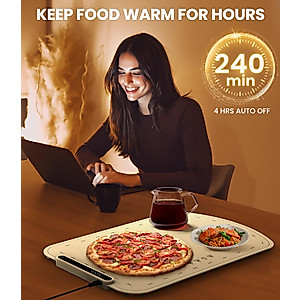 Food Warming Mat for Buffet, VEPOKA Electric Warming Tray to Keep Food Warm at Party, Silicone Heating Mat with 7 Temperature Levels& Auto Shut-Off, Food Warmers for Parties, Gatherings, Everyday Use