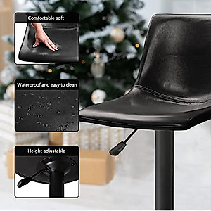 LEMBERI Swivel Bar Stools Set of 2, Modern Adjustable Counter Height Bar Stool with Back,Comfortable PU Leather Upholstered Seat Bar Chairs for Kitchen Counter Dining Room
