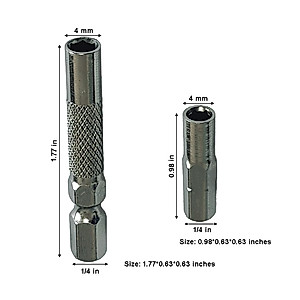 1/4 to 4mm Bit Adapter,2 Pieces 1/4 to 4mm Hex Adapter Magnetic and 2 Pieces 1/4 to 4mm Drill Extension Bit Holder for Micro Bits (4 Pack)