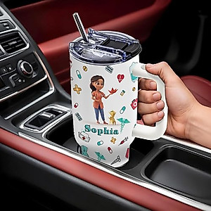 Personalized Nurse Tumbler 40oz -nurse therapeutic origami instructor-Custom Name Insulated Travel Mug with Handle & Straw, Gift for Nurses, Medical Workers, Appreciation, Mother's Day eHvkOU