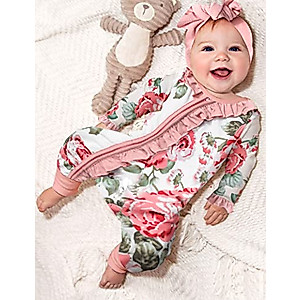 Baby Girl Clothes 0 3 Months Long Sleeve Onesies for Baby Girl Flowers Printed Baby Clothes for Girls 0-3 Months Baby Girl Clothes