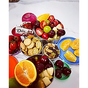 ikitchen Stainless Steel Snack Containers with Leakproof Silicone Lids, Salad Dressing Containers for Kids Reusable Metal Nesting Lunch Condiments Container Food Storage Set of 4