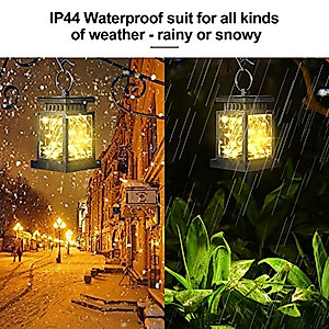 Homeyearn Hanging Solar Lights Outdoor 30 LED Warm Solar Fairy Lights Waterproof Solar Lanterns Decor for Garden Yard Patio Umbrella Tree (4 Pack)