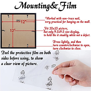 ijuerybai Black 12x12 Picture Frame Set of 3, High Transparent Frame for 12 By 12 Square Photo Collage Canvas Poster Size Wall Mount and Tabletop Horizontally Vertically (Black, 12 x 12 inches)