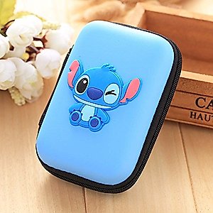 ZOSTLAND Cute Blue Alien ET Portable Storage Box, Electronics iPhone Accessories Organizer Bag EVA Carrying Case for Earphone Earbuds Wireless Headset U Disk Coin Key Earphone (Medium Stitch)