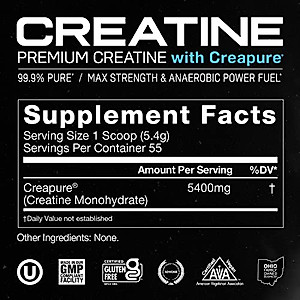 Muscle Feast Creapure Creatine Monohydrate Powder, Vegan Keto Friendly Gluten-Free Easy to Mix, Mass Gainer, Muscle Recovery Supplement and Best Creatine for Muscle Growth, Unflavored, 300g