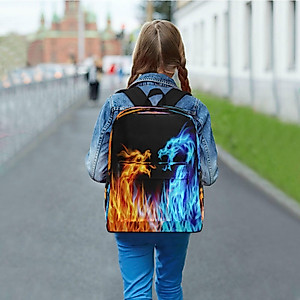 Cool Dragon Fire Backpack Travel Bag for Men Women, Lightweight Casual Daypack School Bag for Students Teens Girls Boys