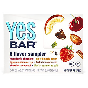 The YES Bar – Six Flavor Variety Pack – Plant Based Protein, Decadent Snack Bar – Vegan, Paleo, Gluten Free, Dairy Free, Low Sugar, Healthy Snack, Breakfast, Low Carb, Keto Friendly (Pack of 6)