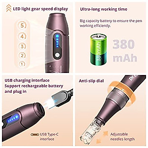 Dr. Pen Ultima A10 - Authentic Multi-Function Wireless Derma Beauty Pen - Trusty Skin Care Tool Kit for Fast Results - 0.25mm 12pins х2 + 36pins х2 + Round Nano x2