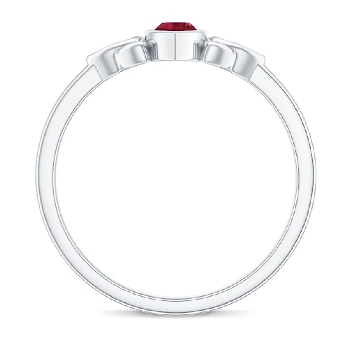 Rosec Jewels Natural 4X8mm Marquise Shape Ruby Promise Ring, AAA Quality, Certified Ruby Celtic Knot Ring - Ready to Gift, 14K White Gold, Size:US 4.00