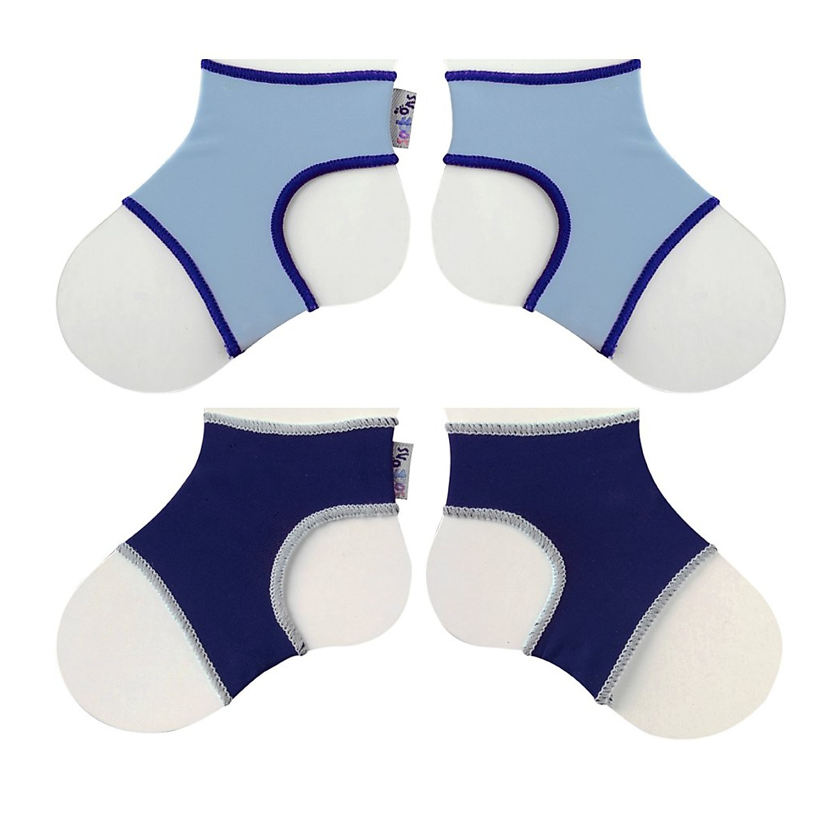 Sock Ons Clever Little Things That Keep Baby, Baby Blue & Navy Blue, 0-6 Months (2 Pack)