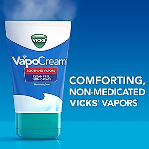 Vicks VapoCream, Easy to Use Non-Greasy Moisturizing Cream, Soothing & Comforting Non-Medicated Vapors, for Adults and Children Ages 2+, 3.0oz (2 Pack)