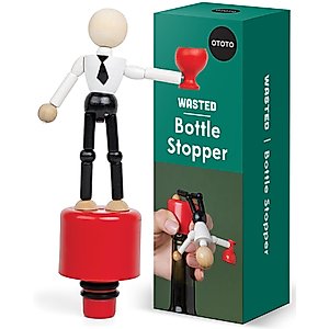 Wasted Wine Stopper by OTOTO - Wine Bottle Stopper, Wine Stoppers for Wine Bottles, Wine Accessories, Wine Bottle Stoppers, Funny Kitchen Gadgets, Fun Wine Stoppers Cute Wine Corks for Wine Bottles