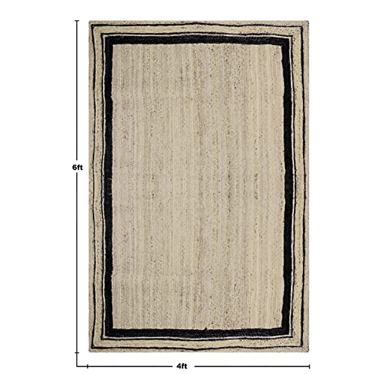 Casavani Indian Hand Braided Rag Rug Geometric Beige & Black Jute Area Rug Hallway Enterway Rugs For Farmhouse,Bedroom,Dining Room & Kitchen 4x6 6x8 4x10 Feet Runner