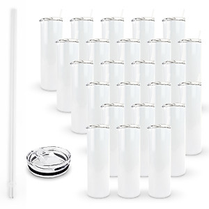 Hogg 20 oz Sublimation Tumblers Holographic (24 Units) - Shimmer Coating, Sublimation Blanks, Bulk Tumblers with Lids and Straws, 20oz Skinny, Blank Cups