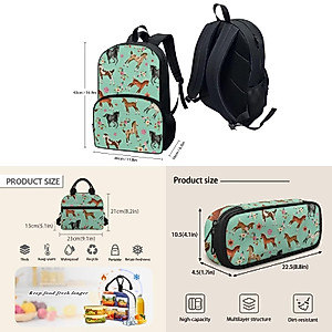 Parprinty Cute Girls Backpack with Lunch Box Pencil Case Multi Pockets Large Green Floral Horse School Backpack and Lunch Bag Set for Girls Student Lightweight Basic Comfy Book Bag 17 Inch