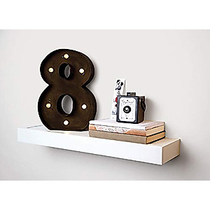 HIGH & MIGHTY 515651 Modern 18" Floating Shelf Holds up to 15lbs, Easy Tool-Free Dry Wall Installation, Flat, eCommerce Packaging, White