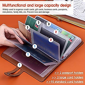 YueJin RFID Credit Card Holder,Large Capacity Storage Credit Card Book Case for Men and Women,Leather Business Card Organizer with 95 Card Slots (black)