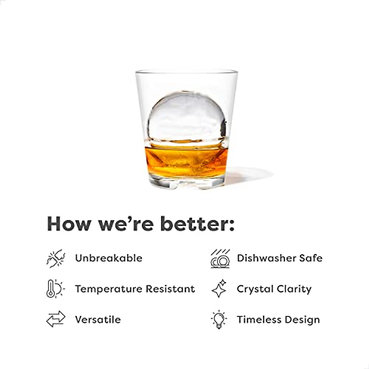 TOSSWARE RESERVE 8oz Stacking Rocks, SET OF 4, Premium Quality, Tritan Dishwasher Safe & Heat Resistant Unbreakable Plastic Whiskey Glasses, Clear