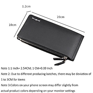 JNKET Fashion Men's Wallet PU Leather Long Wallet Multi-Card Wallet (Style 1 -Black)